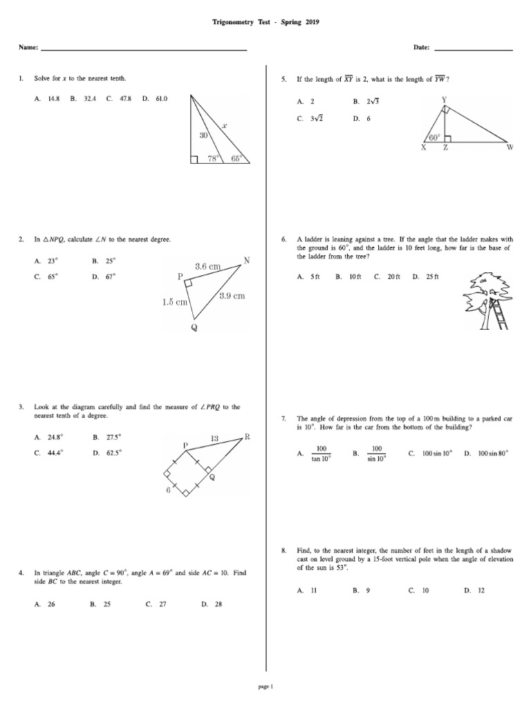 Trig Unit Test | PDF