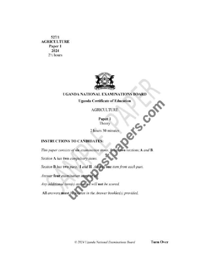 Agriculture Past Papers | PDF