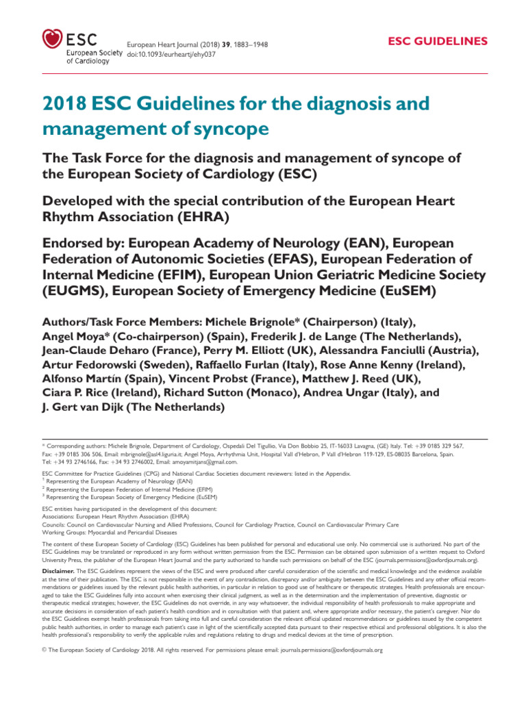 ESC Guideline 2018 | PDF | Cardiovascular System | Medical Specialties