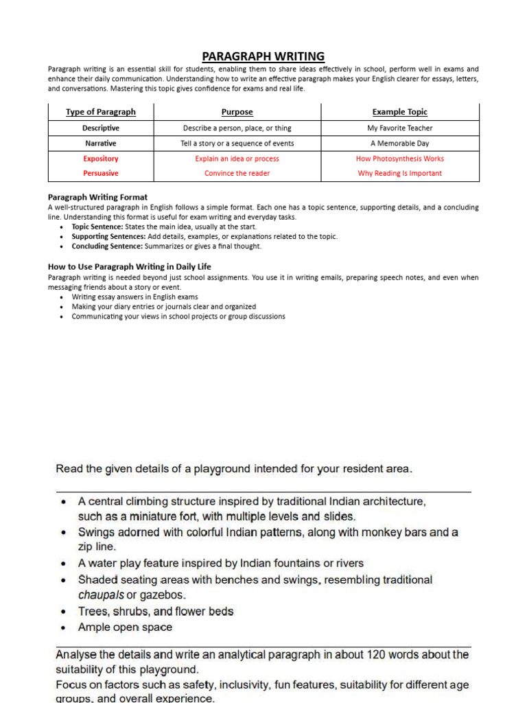 Cbse Paragraph Writing | PDF