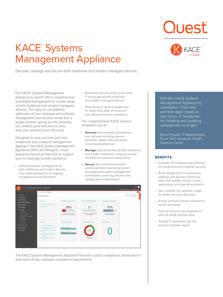 KACE Systems Management Appliance Overview | PDF | Software | Operating ...