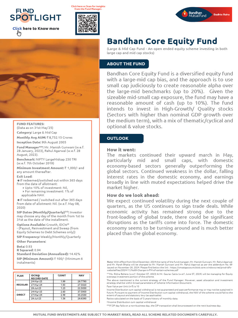 Bandhan Core Equity Fund June 25 | PDF | Investing | Banks