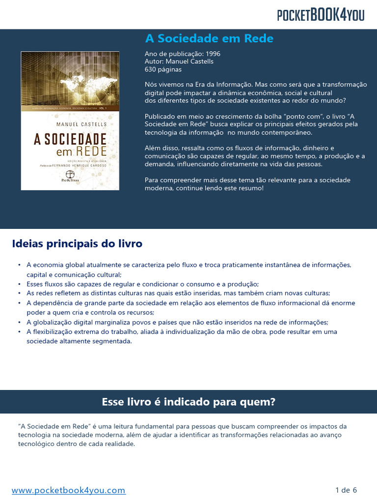 (PT) A Sociedade em Rede - Resenha - Castells | PDF | Economia ...