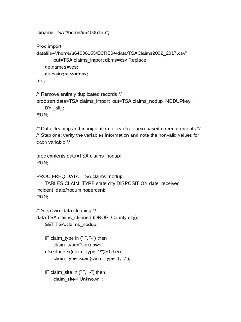 TSA Claims Data Processing Solution | PDF | Data Management | Computer Programming