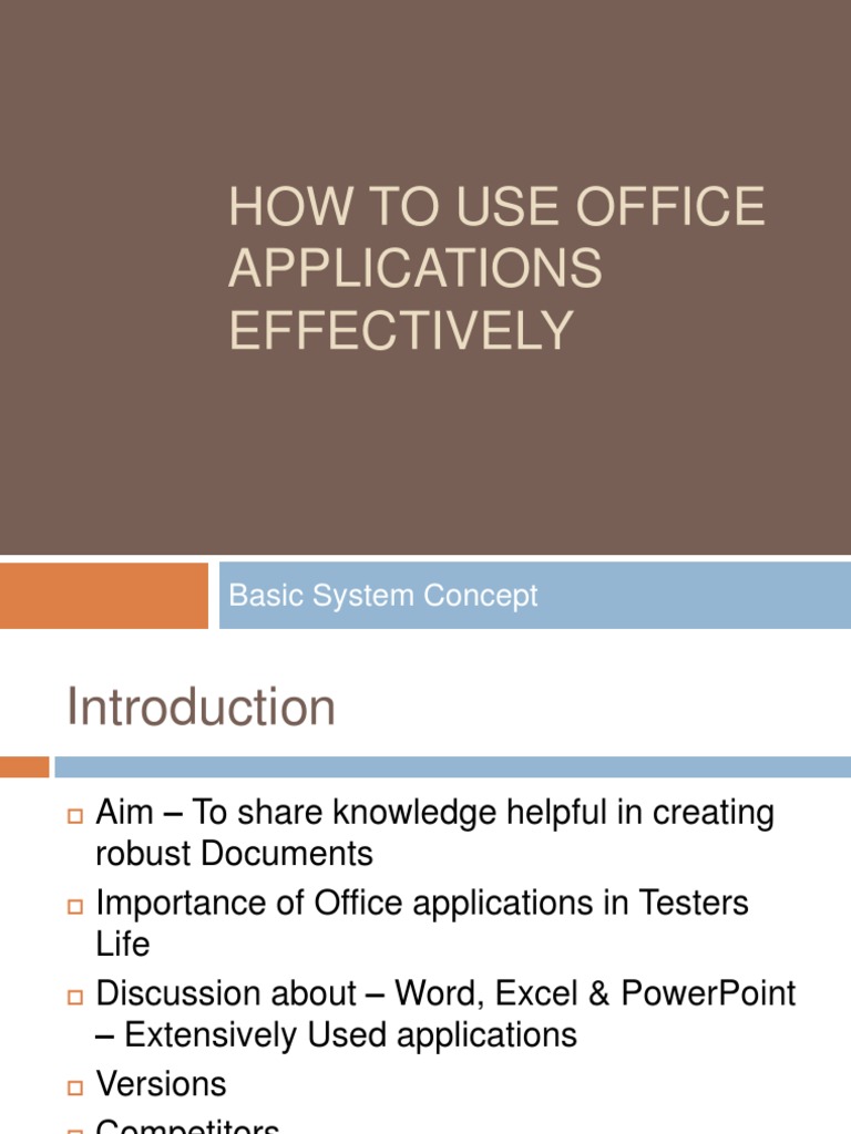 How To Use Office Applications Effectively: Basic System Concept ...