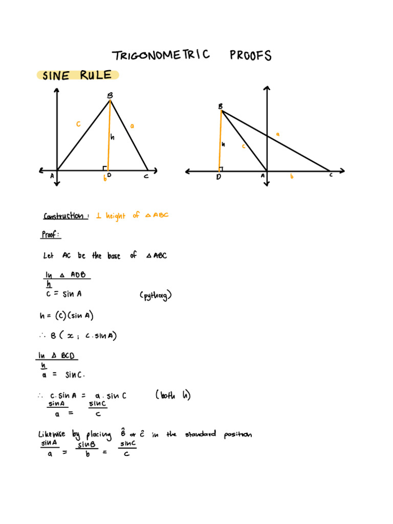 Sine and Cosine Rule Proofs | PDF | Algebra | Rotation
