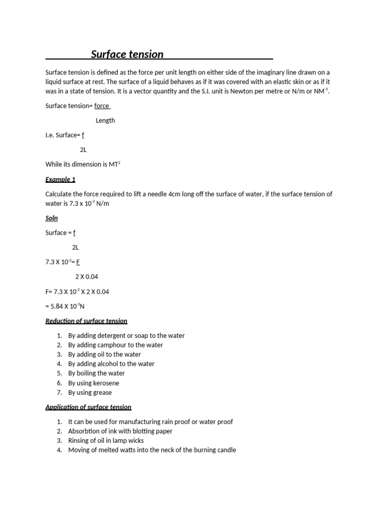Classnotes Student 88249966754 Surfacetension | PDF | Viscosity | Liquids