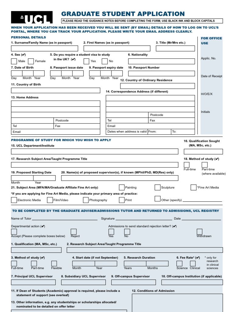 Graduate Application Form | PDF