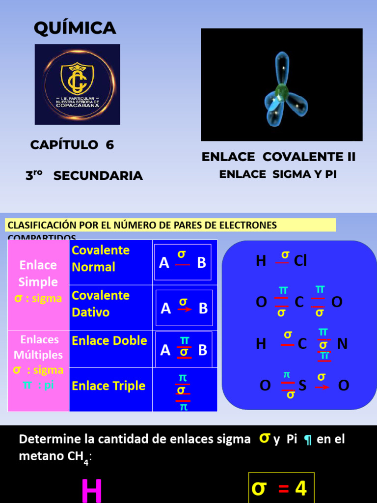 Cap 6 Enlace Covalente Sigma y Pi | PDF | Enlace químico | Enlace covalente