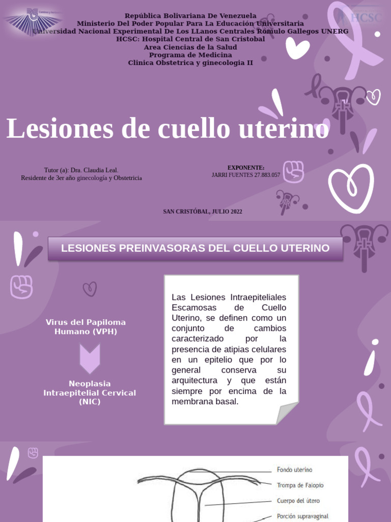 Lesiones Preinvasoras de Cuello Uterino | PDF | Medicina | Especialidades Medicas