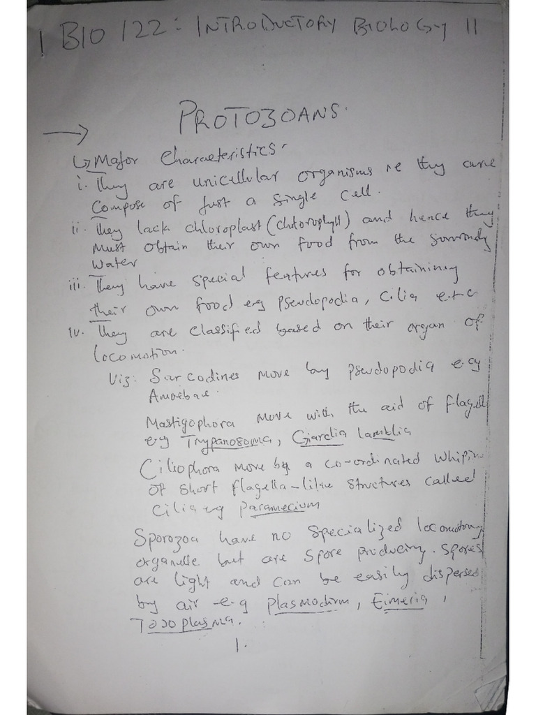Bio 122 Protozoans | PDF