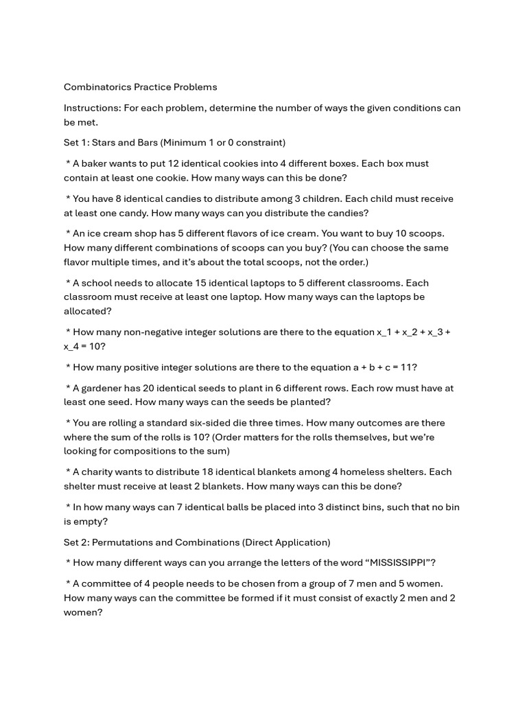 Mixed Permutation Combination and Star and Bar Theorem | PDF | Permutation | Mathematics