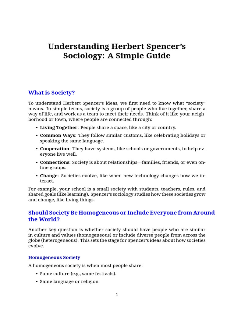 Spencer's Sociology: Society Types Explained | PDF | Society | Evolution