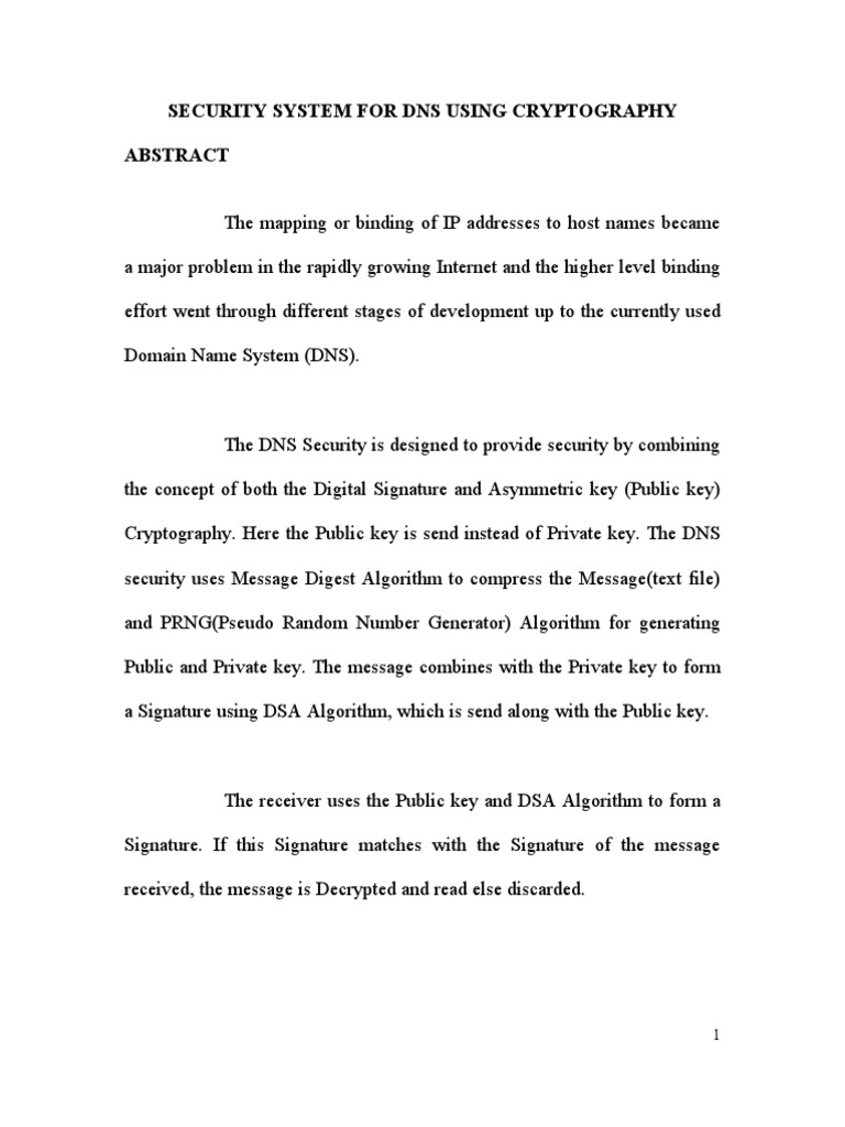 Security System For DNS Using Cryptography | PDF | Domain Name System | Domain Name