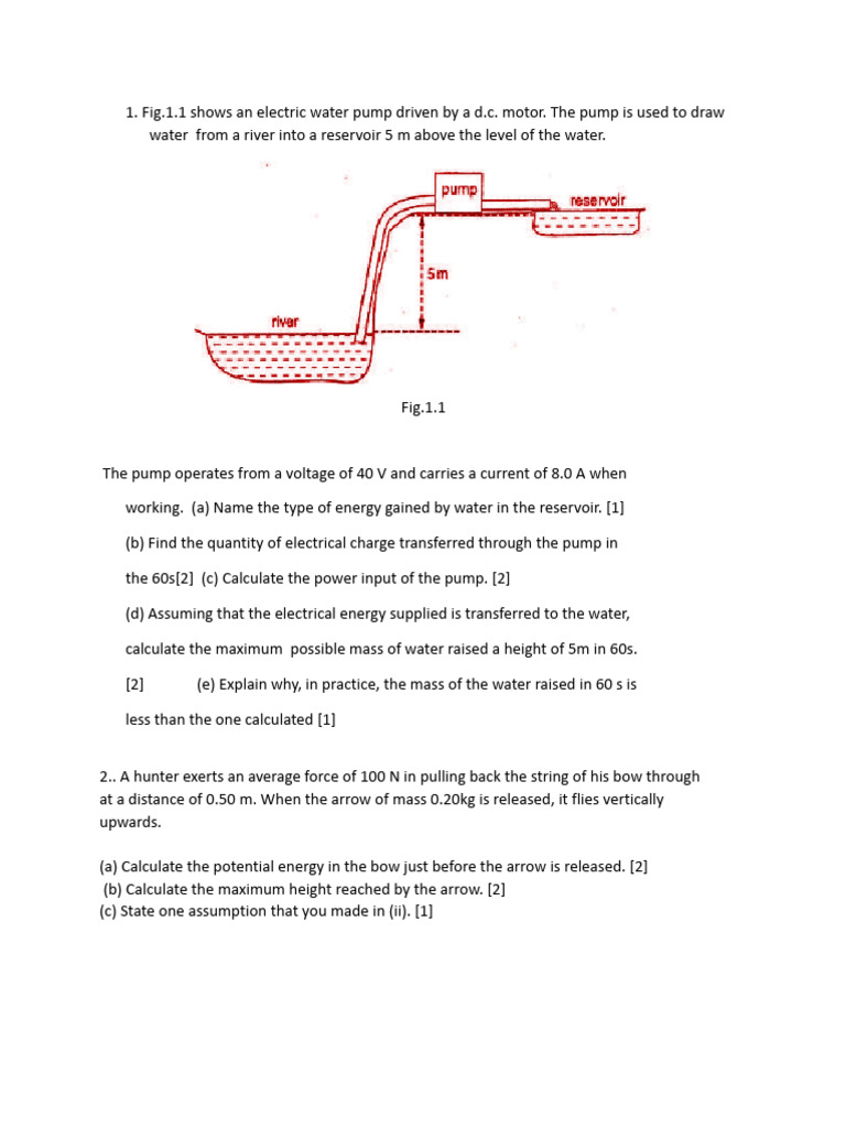 Electric Pump and Bow Energy Calculations | PDF