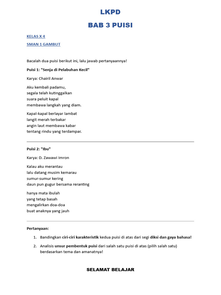 LKPD Puisi | PDF
