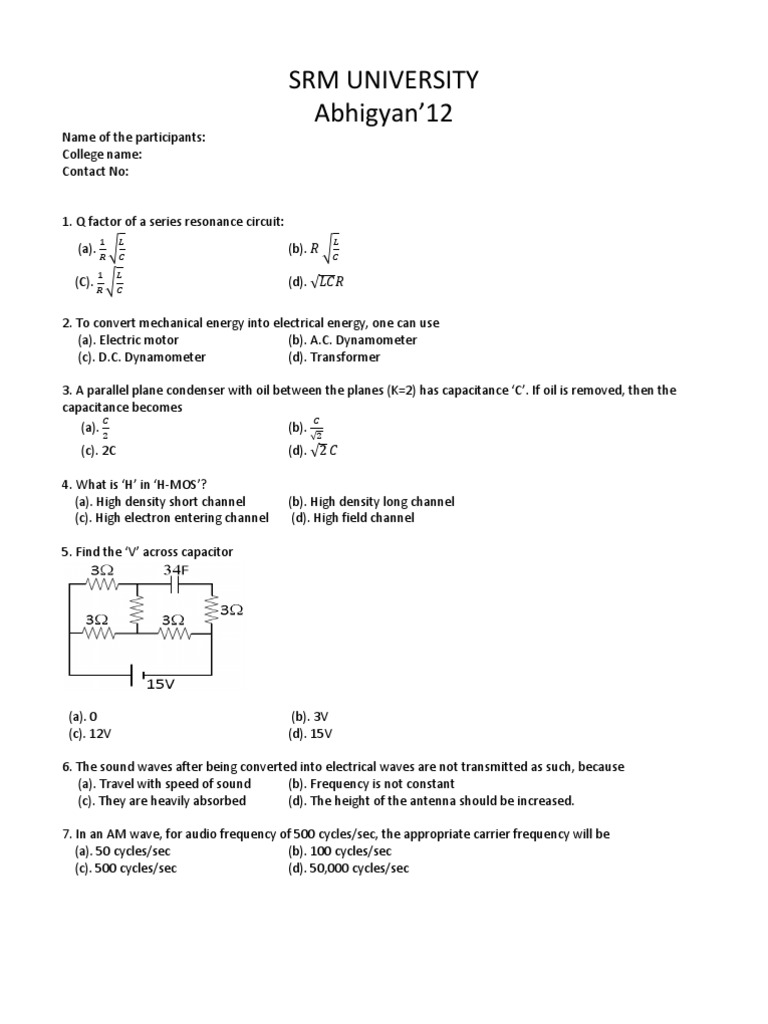 Circuit Debugging Questions 1 Pdf Capacitor Field Effect Transistor 2026