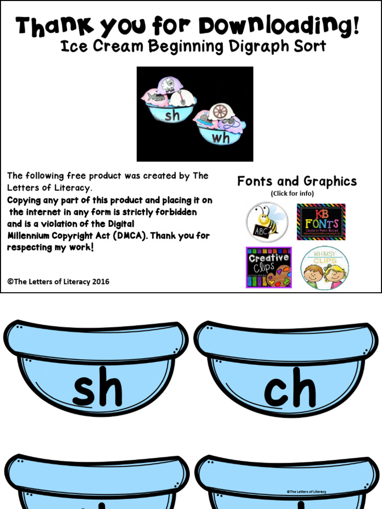 Ice Cream Beginning Digraph Sort | PDF