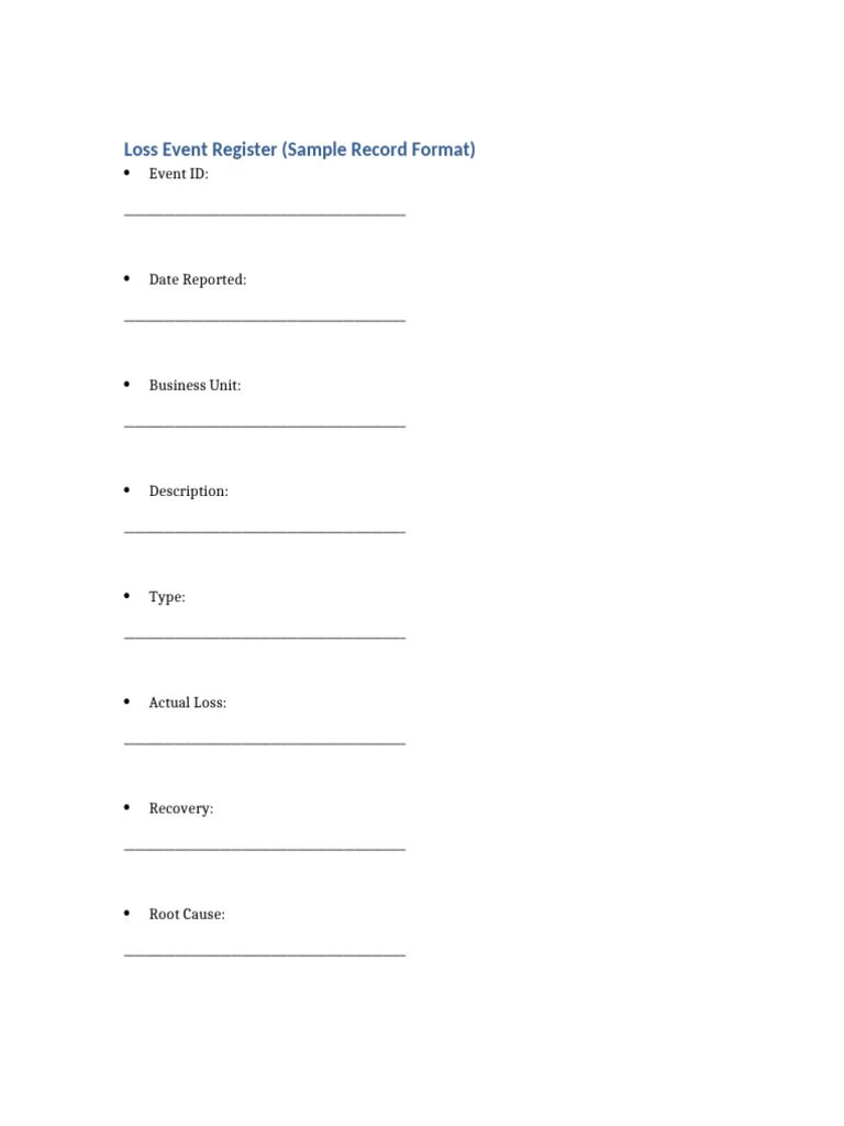 Template3 Loss Event Register | PDF