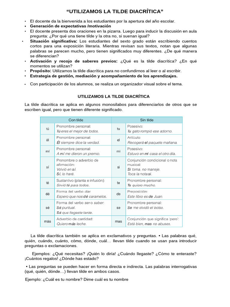Clase - La Tilde Diacrítica | PDF