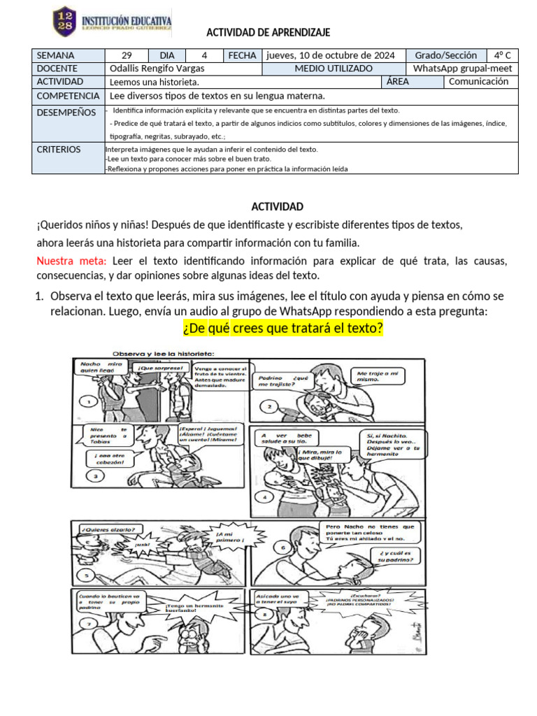 10-10-2024 Comunicación Leemos Una Historieta | PDF