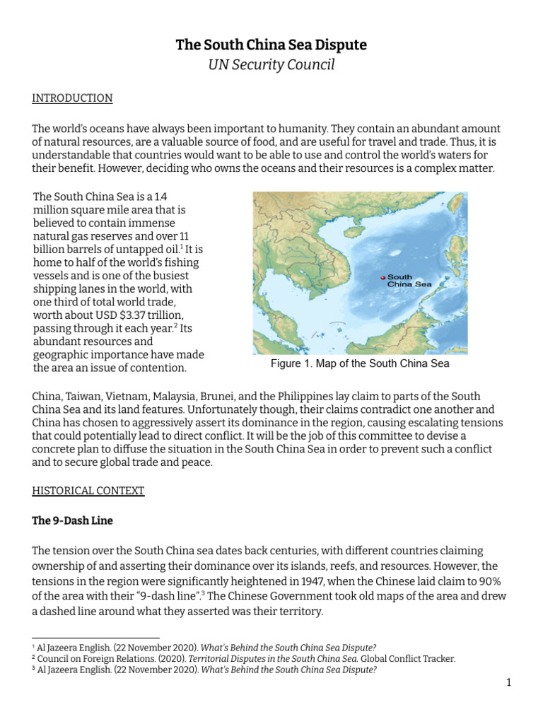 South China Sea Dispute Background Guide | PDF | South China Sea | Exclusive Economic Zone