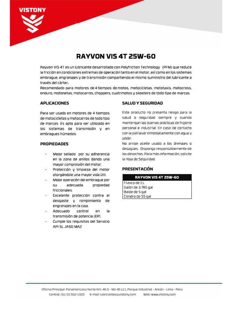 RAYVON VIS 4T 25W60_V0 12.05.20 | PDF