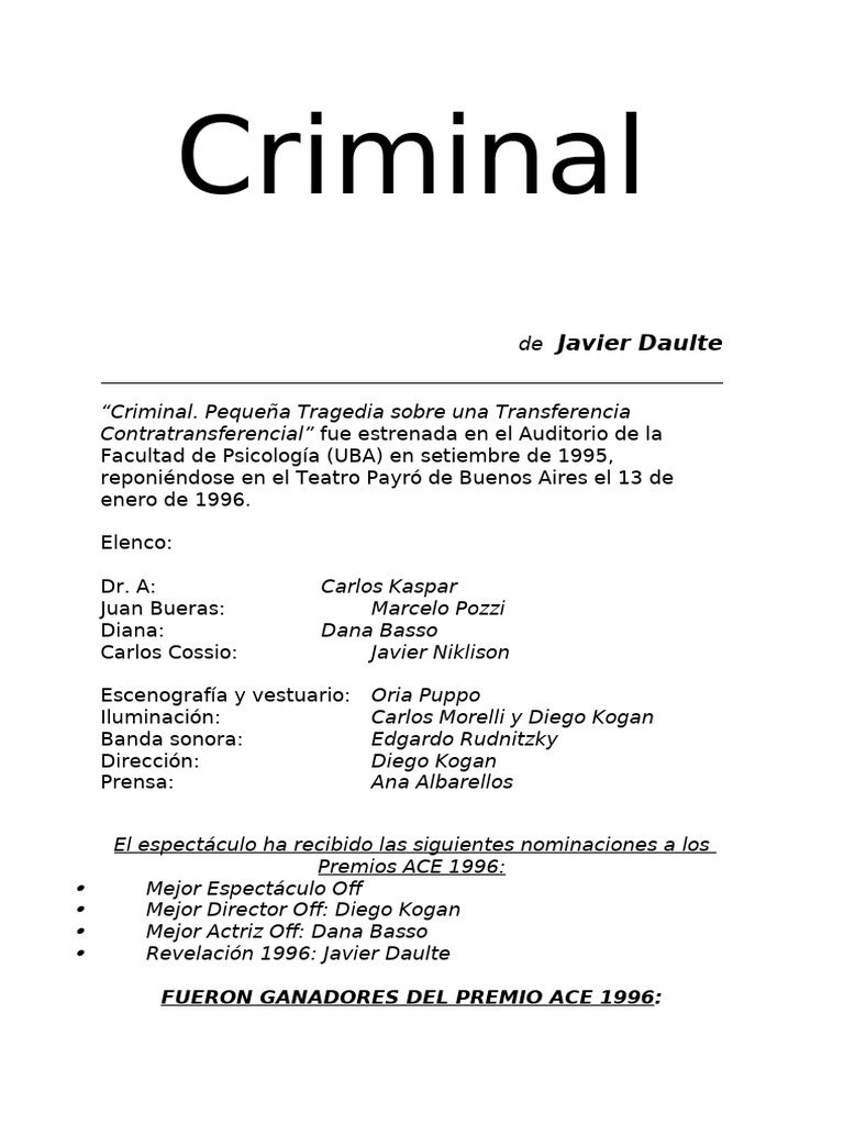 CRIMINAL (3H-1M) - Javier Daulte | PDF