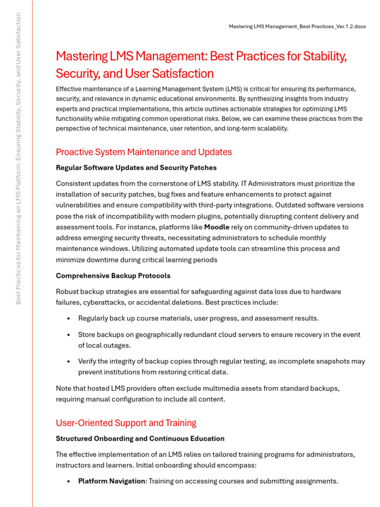 Mastering LMS Management - Best Practices - Ver.1.2 | PDF | Computer ...