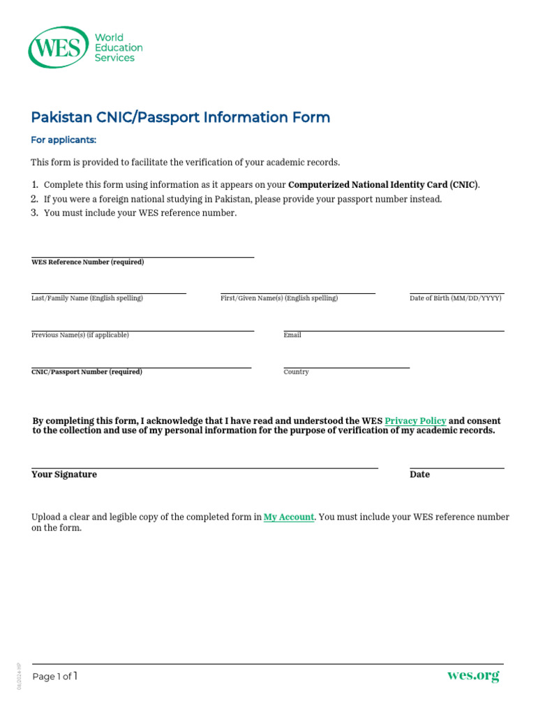 Nadra CNIC Form | PDF