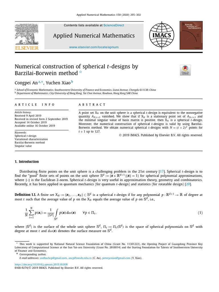 An Numerical Construction of Spherical T-Designs by Barzilai-Borwein ...