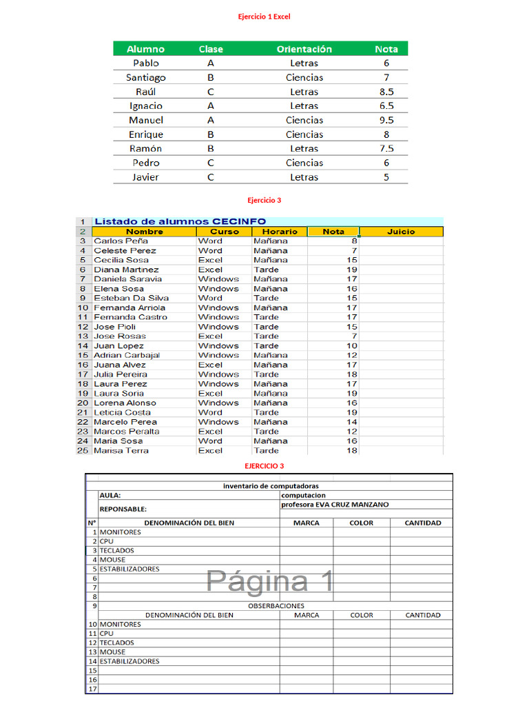 Ejercicio 1 Excel | PDF