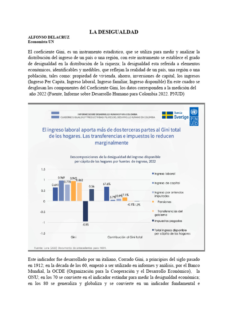 Desigualdad y Coeficiente Gini en Colombia | PDF | Desigualdad social ...