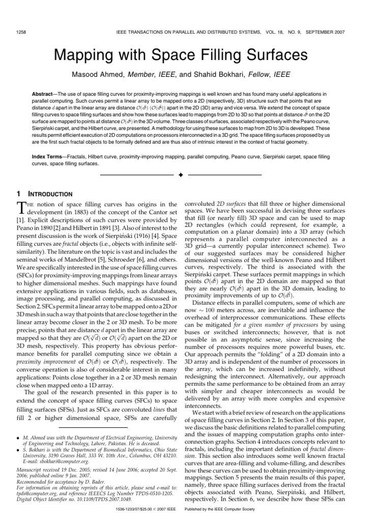 3D Mapping with Space Filling Surfaces | PDF | Fractal | Curve