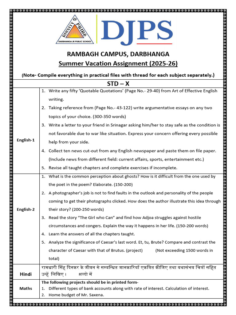 Class 10 Summer Assignment | PDF | Object Oriented Programming