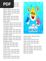 Baby Shark Song Lyrics in English | PDF