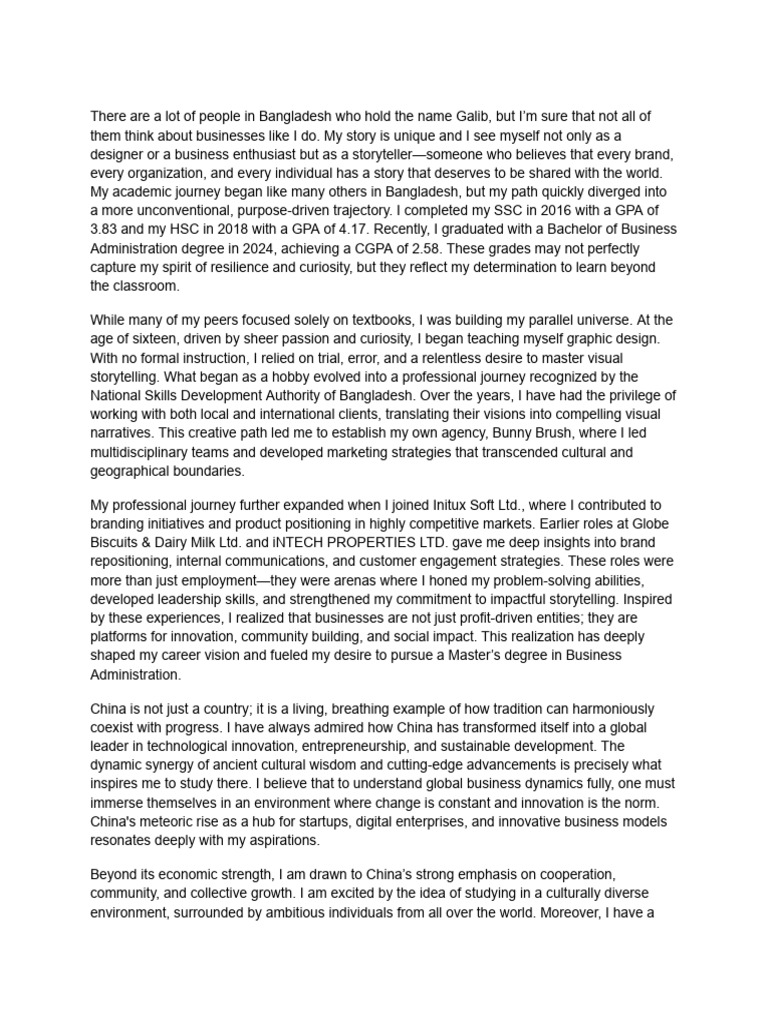 SOP of Abdullah Al Galib - ECUT | PDF | Entrepreneurship | Innovation