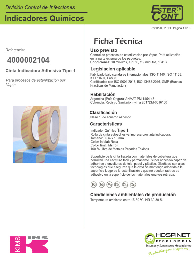 FT Cinta Indicadora Super Adherente | PDF | Esterilización (Microbiología) | Vapor