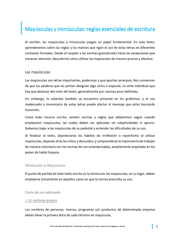 Mayúsculas y Minúsculas Reglas Esenciales de Escritura | PDF | Caso de ...