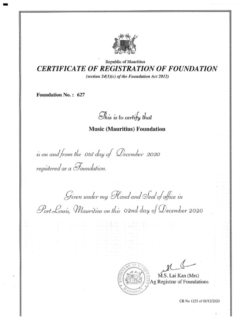 MMF Registration Certificate | PDF