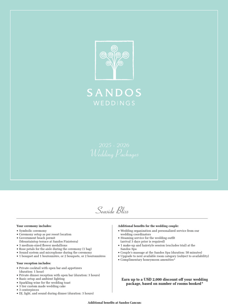 01 Sandos Weddings Packages 2025-2026 | PDF | Wedding | Resort
