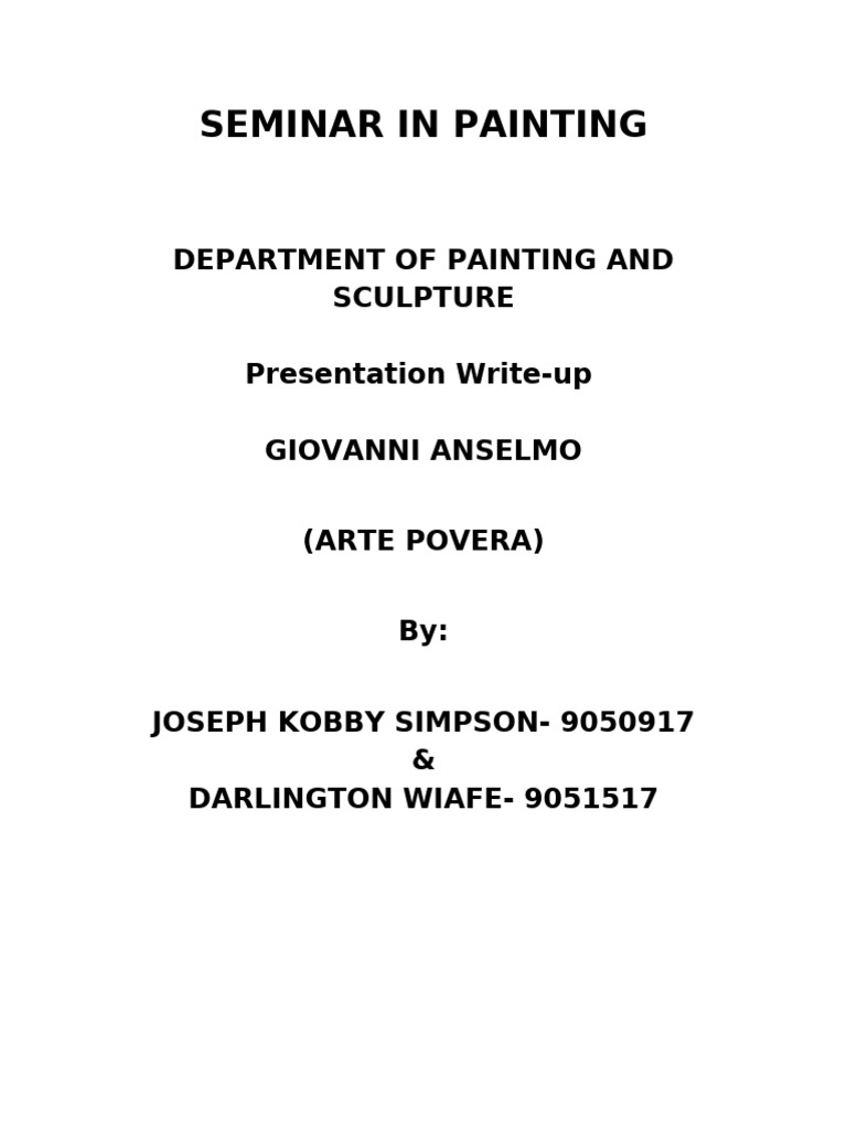 Giovanni Anselmo (Arte Povera) | PDF