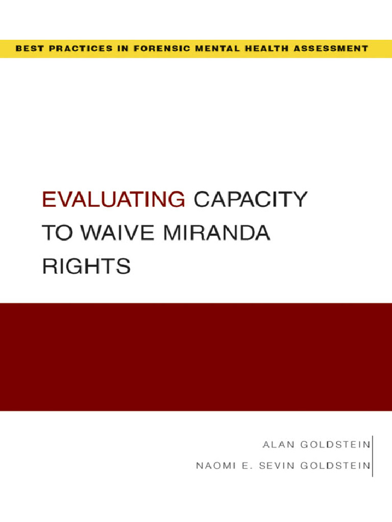 Evaluating Capacity To Waive Miranda Rights (PDFDrive) | PDF | Miranda ...