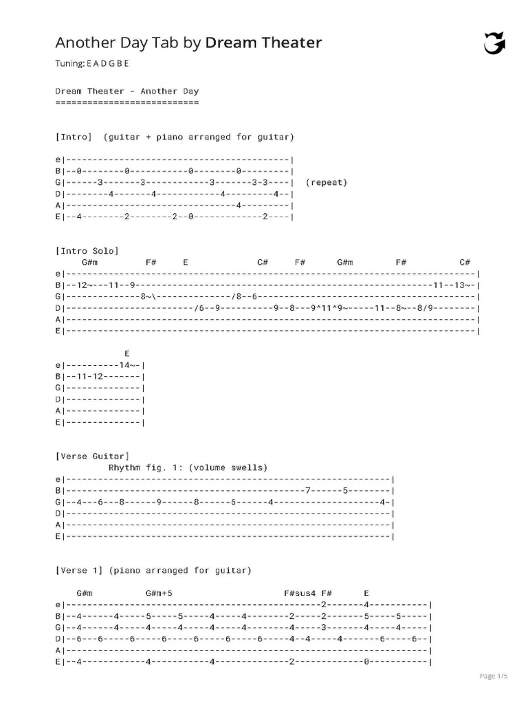Another Day Tab | PDF