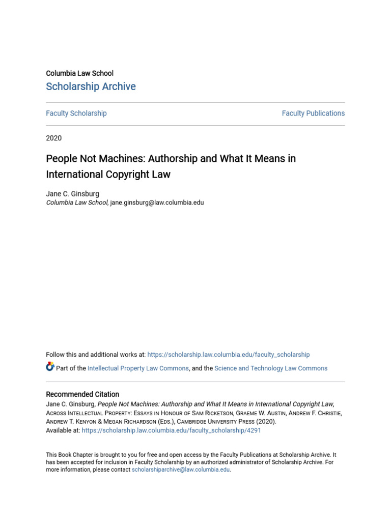 People Not Machines - Authorship and What It Means in Internationa ...