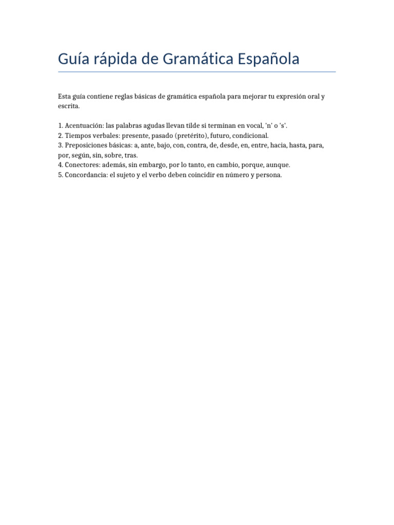 Guia Gramatica Espanola | PDF