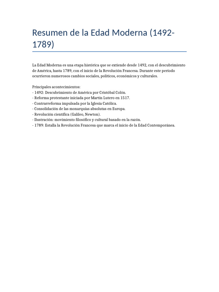 Resumen Edad Moderna | PDF
