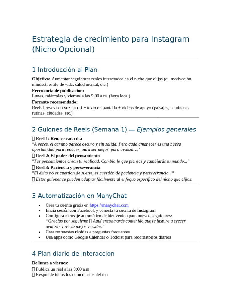 Estrategia de Crecimiento en Instagram | PDF