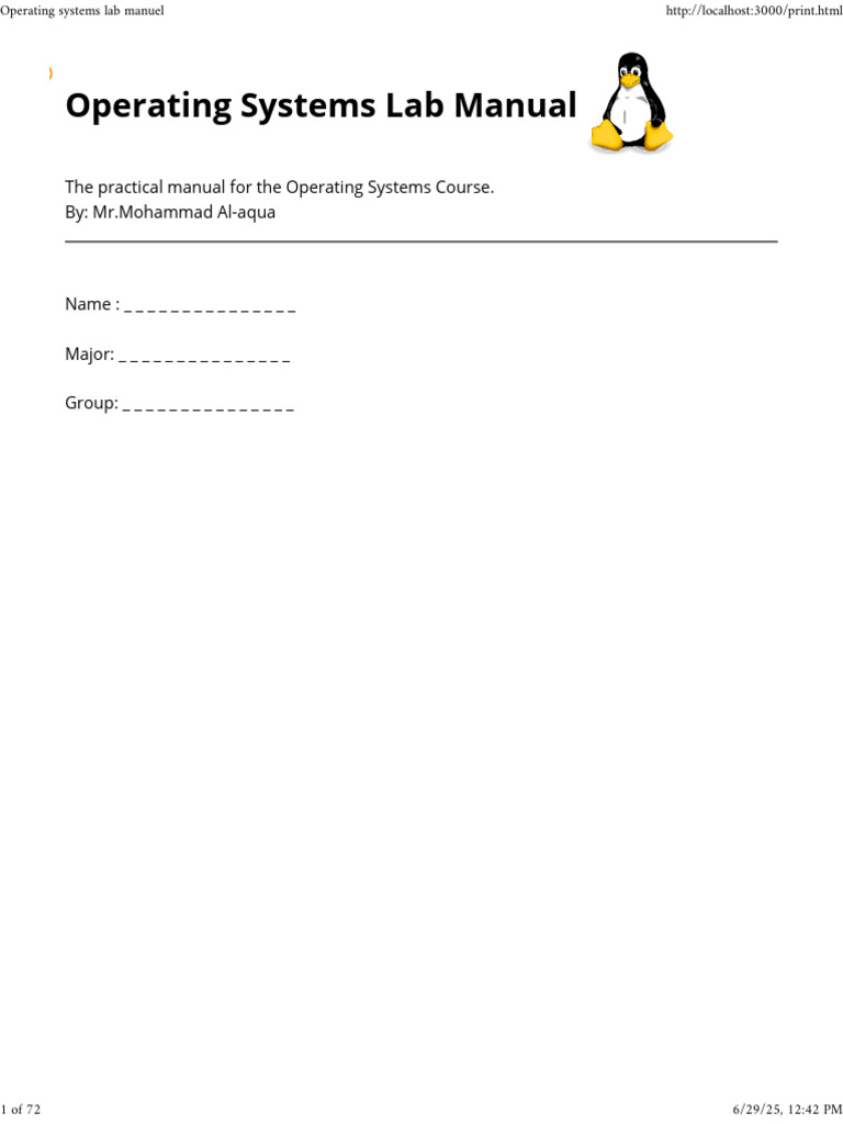 Operating Systems Lab Manual Guide | PDF | File System | Computer File