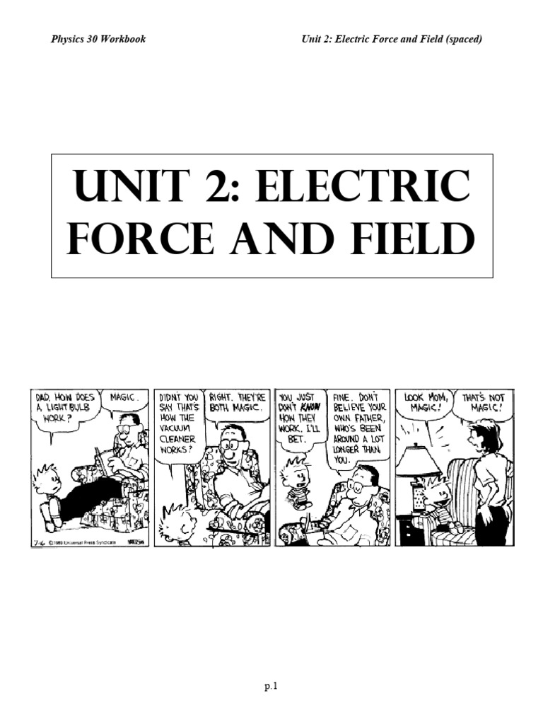 Unit 2 - Electric Fields Workbook | PDF | Electric Charge | Force